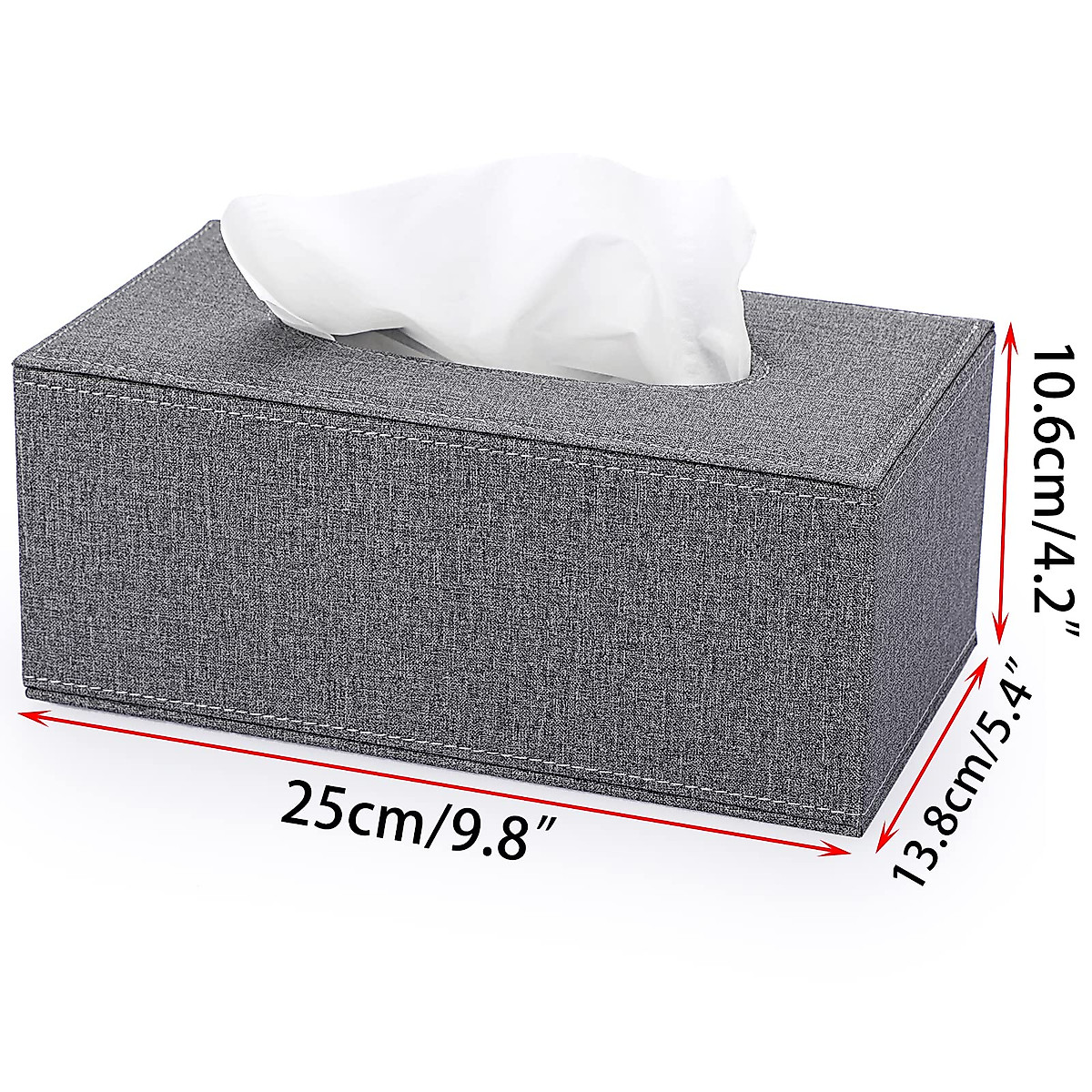 Sumnacon Tissue Box Cover Rectangle Linen Tissue Box, Stylish Tissue Box Holder with Magnetic Bottom,Decorative Tissue Cover for Bathroom Living Room Toilet Table Desk Office Car, Grey