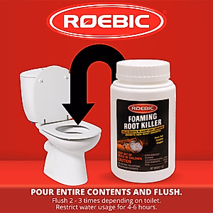 Roebic FRK-1LB Foaming Root Killer, Clears Pipes and Stops New Growth, Safe for All Plumbing, 1 Pound White