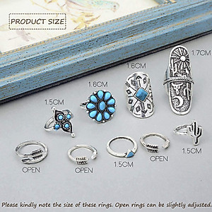 Yean Boho Ring Set Silver Statement Rings Joint Knuckle Ring Set Midi Stacking Rings for Women and Girls(Pack of 9) (Boho) (Boho)