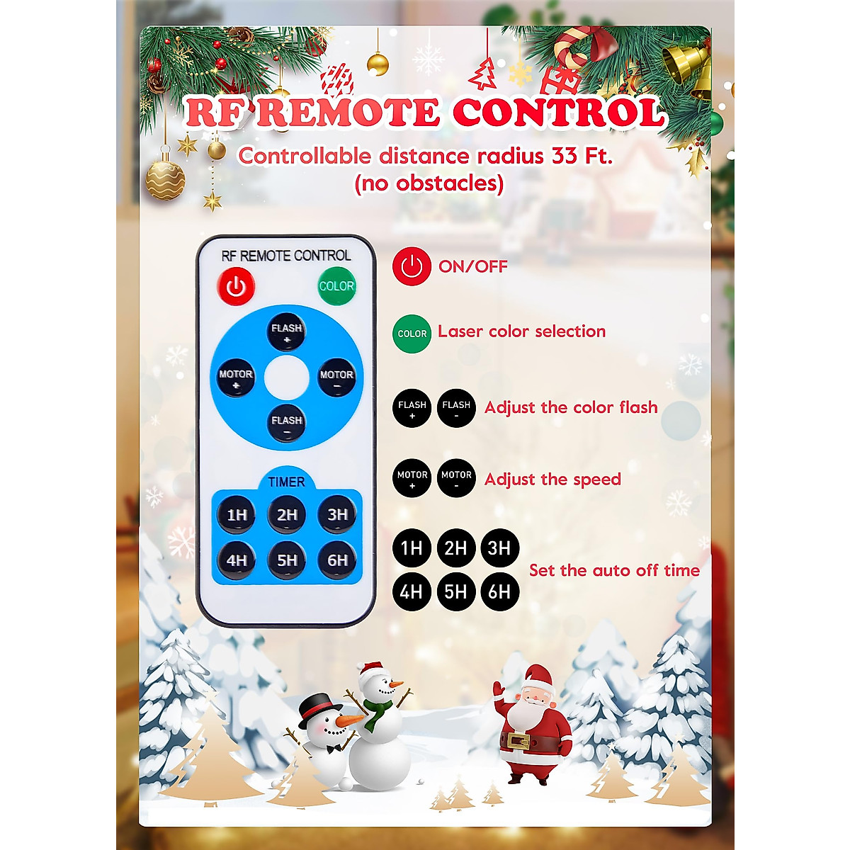 Christmas Projector Lights Outdoor, Party Laser Light Projection 8 Patterns Waterproof with Timer Speed Flash Mode Setting Landscape Spotlight for Indoor House Halloween Holiday Decoration, Red+Green