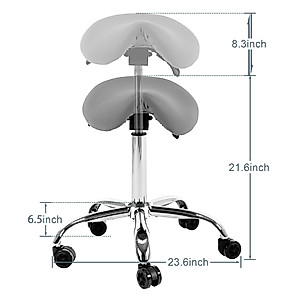 Fromann Ergonomic Backless Rolling Saddle Stool Home Office Chair with Adjustable Height and Tilt with Wheels