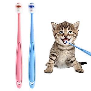 Qianyu 2 Pcs Dog Toothbrush 360 Degree Cleaning Soft Bristled Pet Brush Suitable for Small Dog and Cat Tooth Silicone Antislip Pet Cleaning Tool Dental Care Toothbrush Can Deep Clean Bad Breath