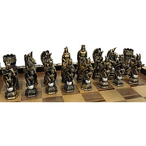 King Arthur Sir Lancelot Gold and Silver Medieval Times Camelot Chess Men Set- NO Board