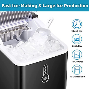 Countertop Ice Maker Machine, Portable Compact Ice Cube Maker with Ice Scoop & Basket, 26Lbs/24H Ice Machine for Home/Kitchen/of