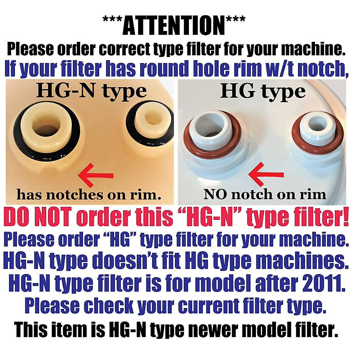 Japan Made HG-N Type Premium Grade Lead Removal Compatible Alkaline Water Filter (Not Compatible with Original HG Type Model Sold Before 2010)
