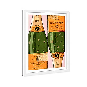 Wynwood Studio Drinks and Spirits Wall Art Framed Prints 'Shiny Champagne Home Décor, Orange, Green, 33270_13x19_SUPERB_PSW_NLC