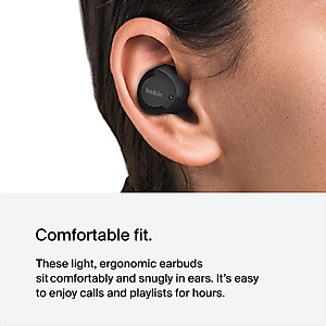 Belkin SOUNDFORM Bolt, True Wireless Earbuds, Wireless Charging, IPX5 Sweat and Water Resistant, USB-C, Up to 28 Hours of Battery Life, iPhone, Galaxy, Pixel and More - Black