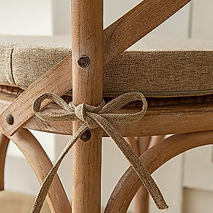 Eiury Kitchen Chair Cushion - 17"x16.5" Indoor Chair Pad with Ties for Dining Chairs - Non-Slip U-Shaped Rubber Back - Machine Washable Seat Cover - Beige