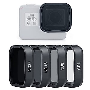 SOONSUN 4-Pack Lens Filter CPL ND8 ND16 ND32 Filter for GoPro Hero 5 6 7 Black, Neutral Density and Circular Polarizing Lens Filter Kit Lens Protector for GoPro Hero 5 6 7 Black Camera