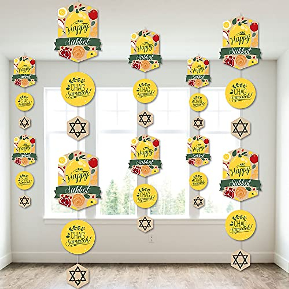 Big Dot of Happiness Sukkot - Sukkah Jewish Holiday DIY Dangler Backdrop - Hanging Vertical Decorations - 30 Pieces