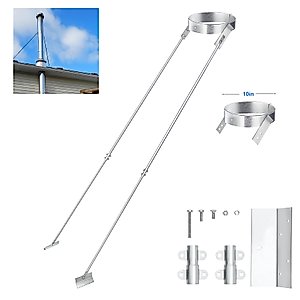 Ebusin 10" Extended Roof Bracket Supports Chimney Stove Pipe for DuraVent Triple Wall 6" I.D,Suitable for All Outer Diameters of 10", Stability Against Wind & Snow, Includes Brackets & Adjustable Leg