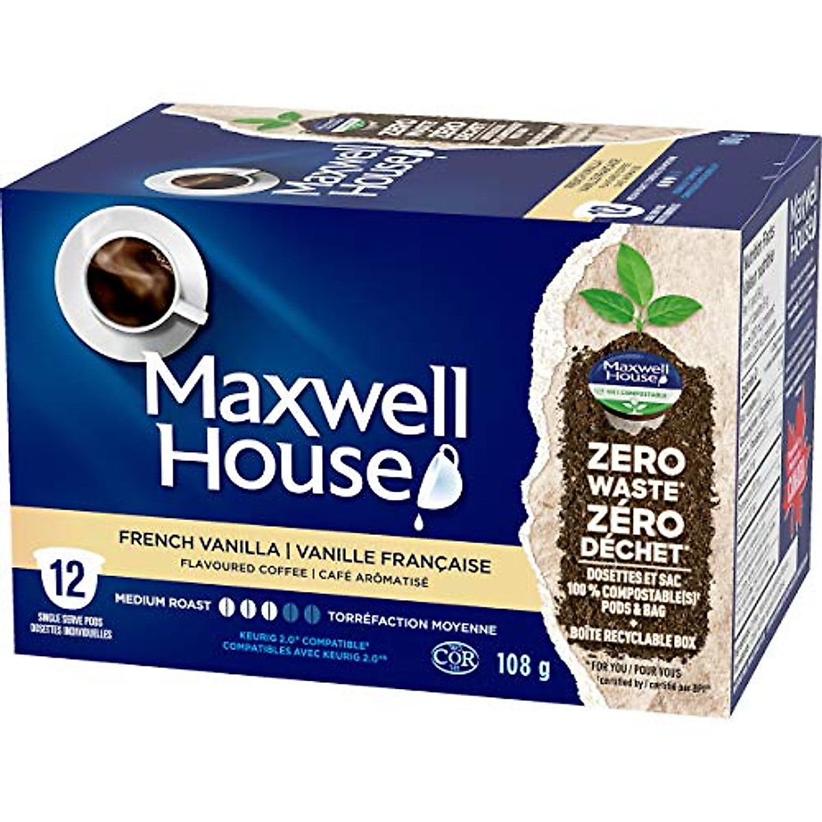 Maxwell House, French Vanilla Coffee, Keurig K-Cup Pods, 12 Pods, {Imported from Canada}