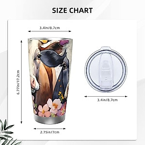 AYCZN Watercolor Cows 20 OZ Tumbler Stainless Steel Travel Coffee Mug, Daisy Flower Insulated Water Bottle with Lid and 2 StrawsLeakproof Thermal Cup