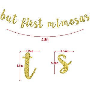 But First Mimosas Banner, Bachelorette, Bridal Shower Brunch Party Decorations, Bubbly Bar Sign, Drinks Hanging Bunting for Baby Shower, Gold Glitter