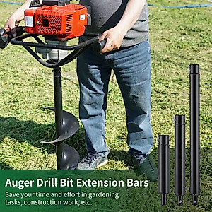 3 PCS Auger Extension Drill Bits, 3/4” Shaft Earth Auger Drill Bit Extension, Auger Drill Bit Extension Bar, Garden Spiral Hole Drill Bit Extension Rod, Post Hole Digger Replacement, Thickened Design