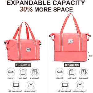 YAVIV Weekender Travel Duffle Bag for Women with Expandable Storage, Wet Pocket, Crossbody Shoulder Strap, and Suitcase Trolly Sleeve for Overnight Trips, Traveling, and Gym, Barbie Pink