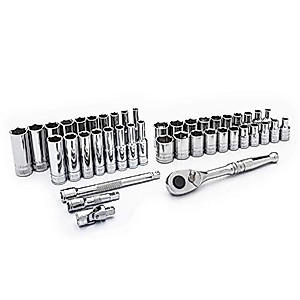 SATA 43-Piece 1/4-Inch Drive SAE and Metric Socket Set, Standard and Deep Sizes, with Ratchet and Other Accessories - ST09007U