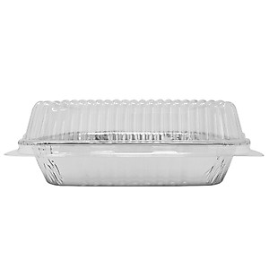 (35 Pack) 8” x 8” Square Baking Cake Pans with Plastic Dome Lids | Heavy Duty l Disposable Aluminum Foil Tins l Portable Food Containers l Perfect for Roasting Oven Toaster Cooking