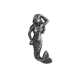 Handcrafted Nautical Decor Antique Silver Cast Iron Mermaid Hook 6" - Mermaid Decoration - Decorative Wall