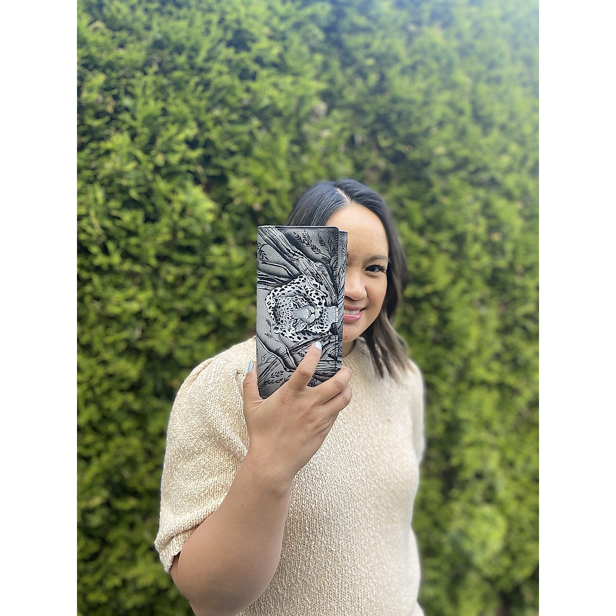 Anna by Anuschka Women’s Hand-Painted Genuine Leather Three Fold Organizer Wallet - African Leopard