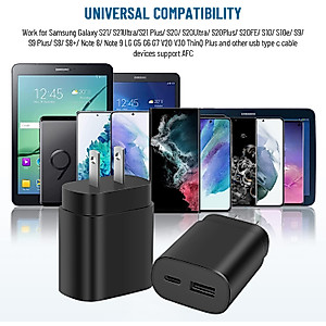Super Fast Charger Type C, 25W USB C Wall Charger, Dual Port Fast Charging Block for Samsung Galaxy S22/S22 Ultra/S22+/S21/S21Ultra/S21+/S20/S20Ultra/Note20/Note 20Ultra/Note10+