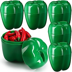 Tioncy 6 Pcs Chili Pepper Decoration Pepper Savers Green Pepper Storage Containers for Refrigerator Reusable Pepper Keepers Plastic Pepper Holder Organizer for Home Festival Kitchen Decorations