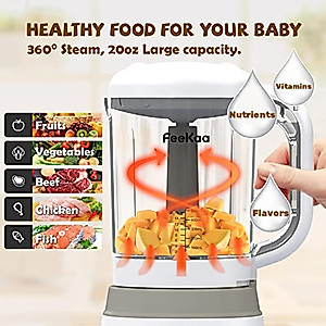 Feekaa Baby Food Blender, Baby Food Maker Steamer and Blender, 6 in 1 Puree Maker 20OZ Warmer Mills Machine, Self Cleans, Auto Cooking, Gift for Baby Shower, Mom, Kids