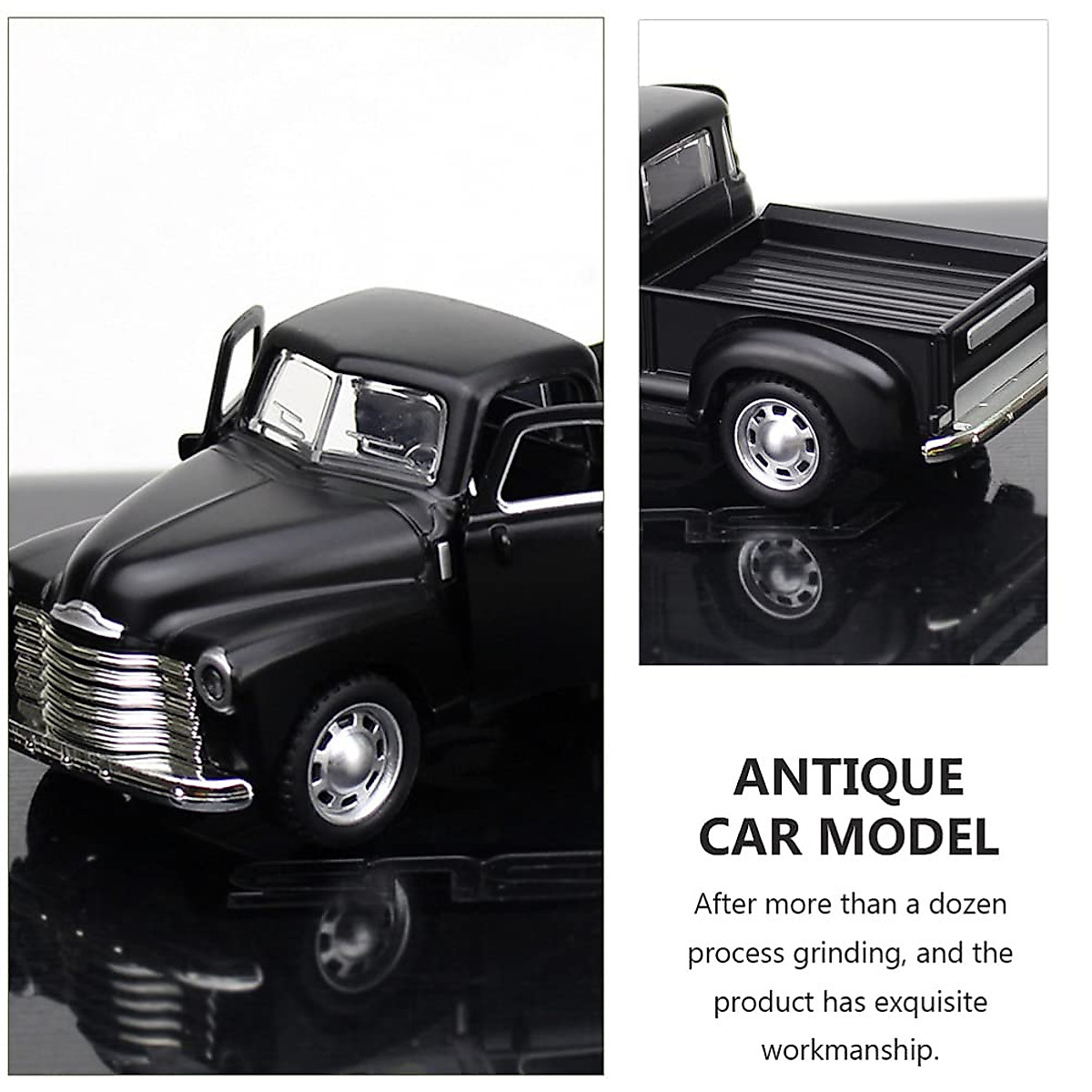 Toyvian Metal Classic Cars Model Die Cast Old Pickup Truck Figurine Alloy Vintage Collectible Toy Car Mini Car Photo Prop for Home Desk Cabinet Bookshelf Black