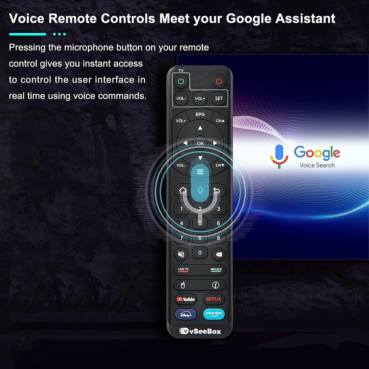 2024 vSeeBox V2 Pro, Fastest Android TV Box with Voice Remote Control, and HDMI Cable (4GB RAM+ 32 GB ROM)