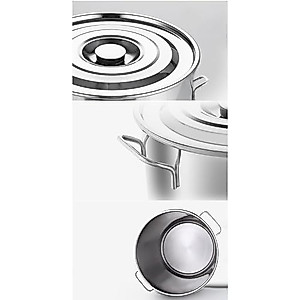 Stainless Steel Stock Pot Stock Pot With Spigot, Round Stock Pot With Soft-Touch Handles, Stainless Steel Soup Stockpot Composite Bottom 5-90L Wine Bucket,Thicken Milk Can With Tap S(Size:20*20cm(5L))