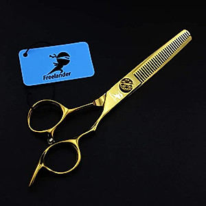 Hair Cutting Scissors, 6.0 Inch Golden Professional Japan 440C Hair Cutting Scissor - Salon Right-Hand Razor Edge Barber Scissors, Hand Sharpened
