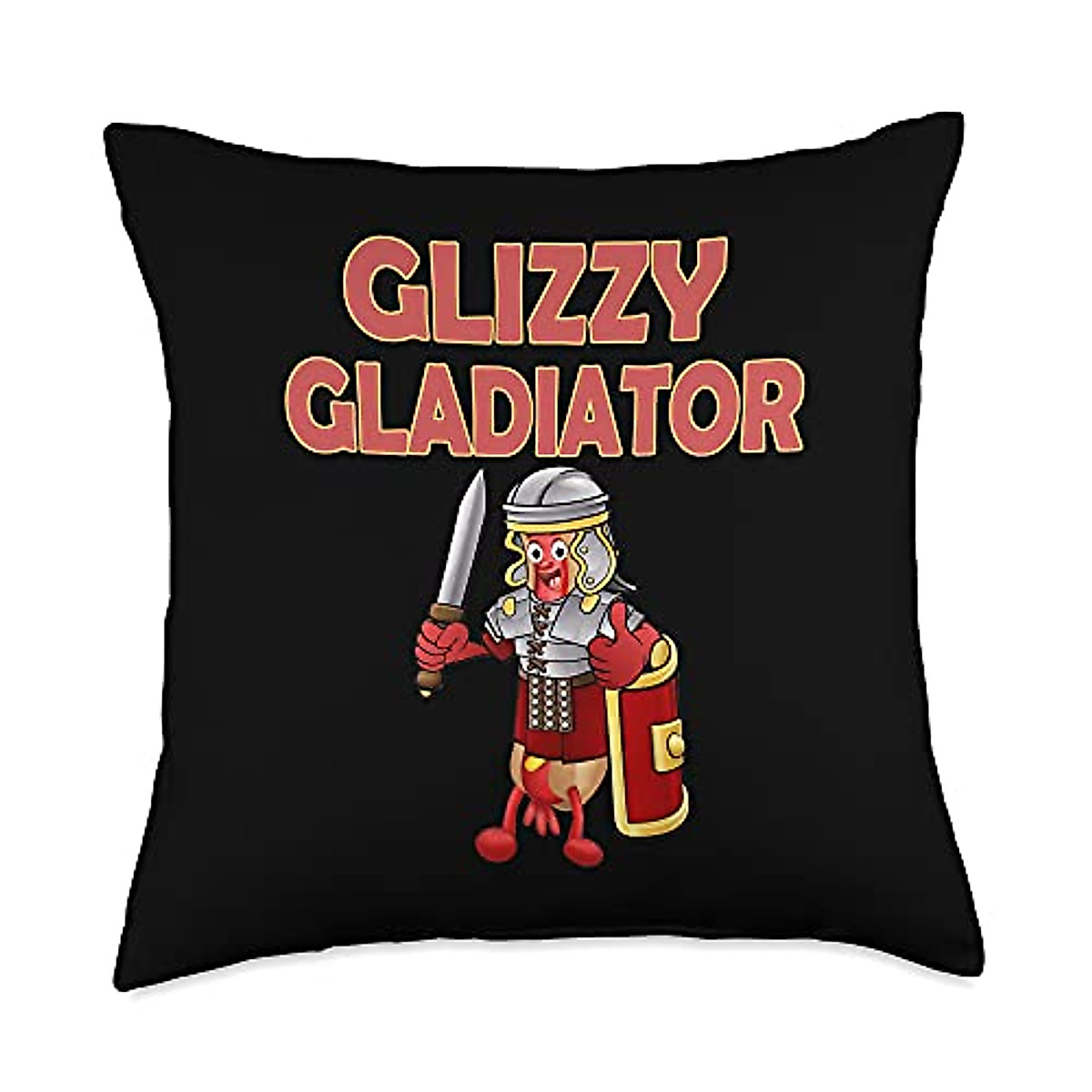 Glizzy Gladiator Hot Dog in Armor Suit Costume Throw Pillow, 18x18, Multicolor