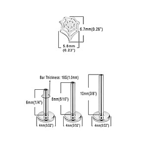 FANSING Halloween Nose Studs for Women Nostril Piercing Jewelry Silver Surgical Steel Tragus Helix Conch Cobweb Cartilage Earring with 18g 6mm 8mm 10mm Internally Threaded Posts