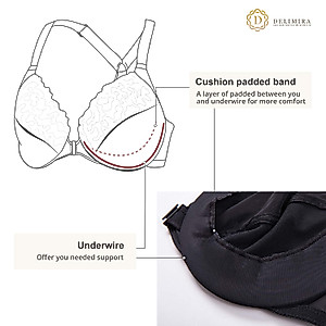 DELIMIRA Women's Front Closure Plus Size Full Coverage Lace Underwire Racerback Bra Black 40F