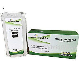 Vivid Colors Set of 6 Remanufactured H 727 Inkjet Cartridges for H Designjet T920 Printer 130ml Ink Tanks