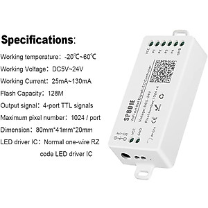 TOPXCDZ SP801E WiFi Art-Net Magic LED Controller LED Matrix Panel Module WS2812B WS2811 Light Strip Wireless Control iOS Android DC5-24V