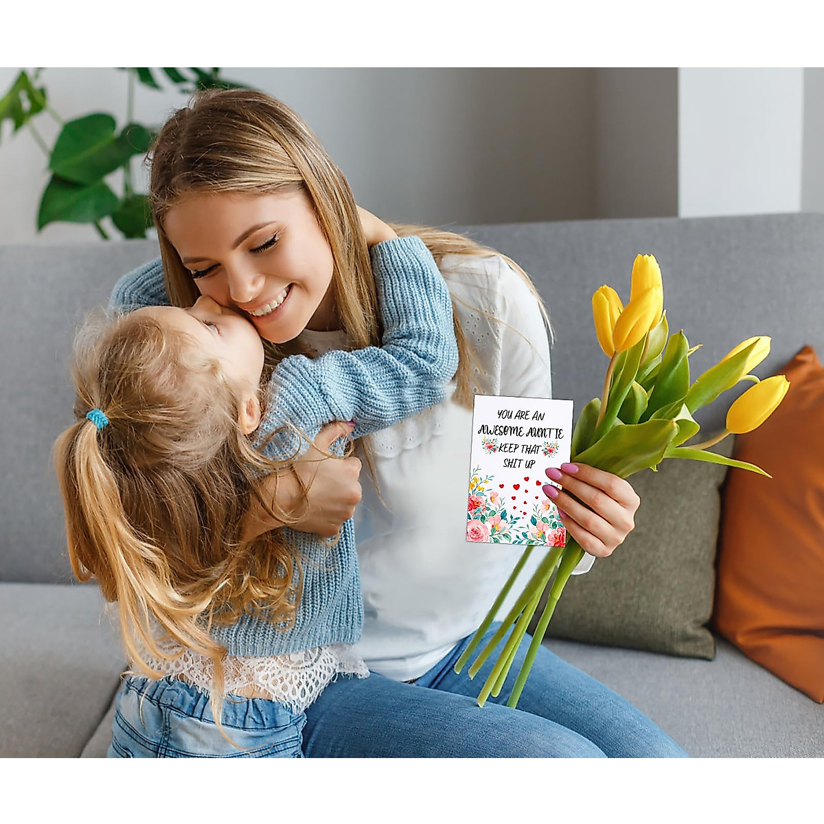 FLYAB Mothers Day Card for Aunt Auntie Funny Aunt Mothers Day Card from Niece Nephew You Are an Awesome Auntie Gift Card Happy Mother's Day Card with Envelope Birthday Gift Cards for Aunt Auntie