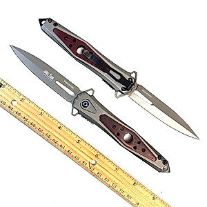 GOLDENSUN Wood handle titanium coating folding knife GSE907WRDZ