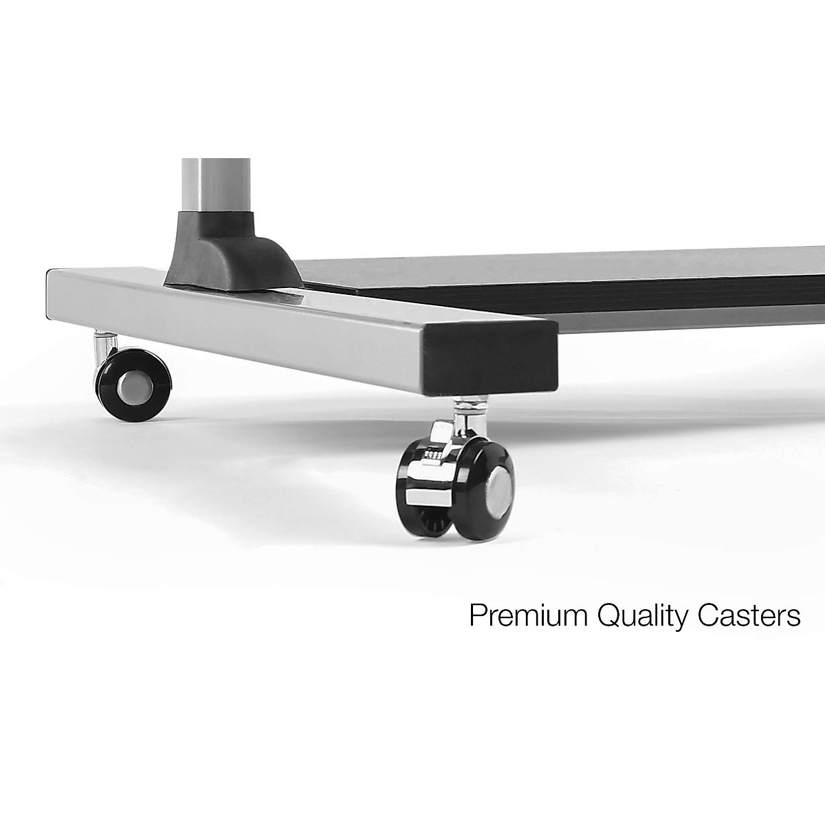 TechOrbits White Mobile Standing Desk Rolling Workstation Cart - Stand Up Media Podium Mobile Desk