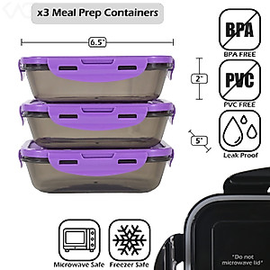 Innovator Cube 20oz Model, Meal Prep Lunch Bag with 3 BPA-Free, Reusable, Microwavable, Freezer Safe, Portion-Controlled Containers, Lunch Box with Storage Pockets