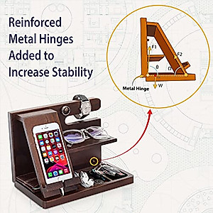 Peraco Wood Phone Docking Station for Men and Phone Organizer Station - Wooden Phone Docking Station for Men - Wooden Phone Stand  - Mens Docking Station and Organizer - Docking Station Organizer