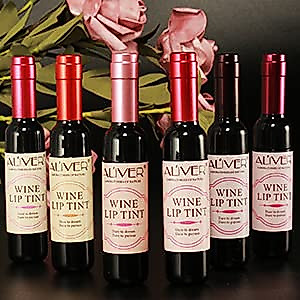 6 Colors Wine Lip Stain, Wine Lipstick Lip Gloss Set, Long Lasting Waterproof Lip Gloss Set, Matte Wine Lip Tint Set for Women