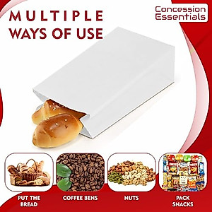 Concession Essentials 4lb White Paper Bags - Pack of 150ct. White Paper Lunch Bags. Great for Holiday Cookie Bags and Arts and Crafts., (CEwhite4lbPaperBag-150CT)