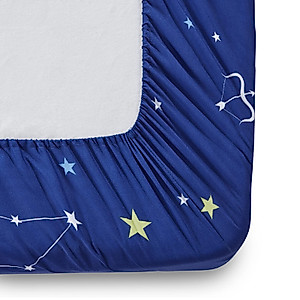 Homiest 3pcs Constellation Sheets Twin Size Bed Set, Star Pattern Cute Soft Bedding Set, Deep Pocket Twin Sky Printed Sheets for Kids Teen Boys Adults, Navy Blue