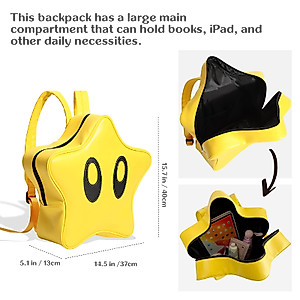 Erhuoxz Cute Cartoon 3D Yellow Star Backpack Y2K Lightweight Waterproof Bookbag Daypack