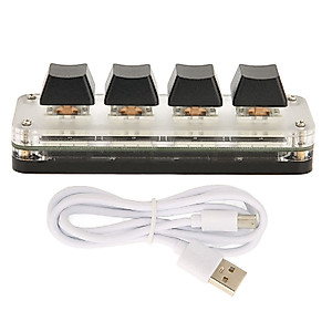 4 Keys Macro Programmable Keyboard, Acrylic RGB Backlight Gaming Keypad, DIY One Handed Mechanical Macro Pad 4Keys Keyboard for Winws Computer