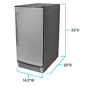 Avanti Elite Built-in or Freestanding Ice Maker, 15", in Stainless Steel (IME49U3S-IS)