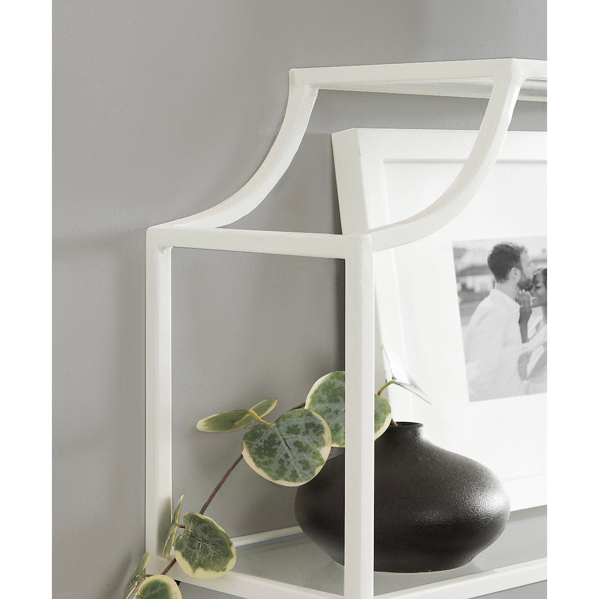 Kate and Laurel Ciel Three-Tiered Wall Shelf, 21 x 30, White, Decorative Floating Shelf Storage and Wall Organizer for Over Toilet Storage Bathroom Display