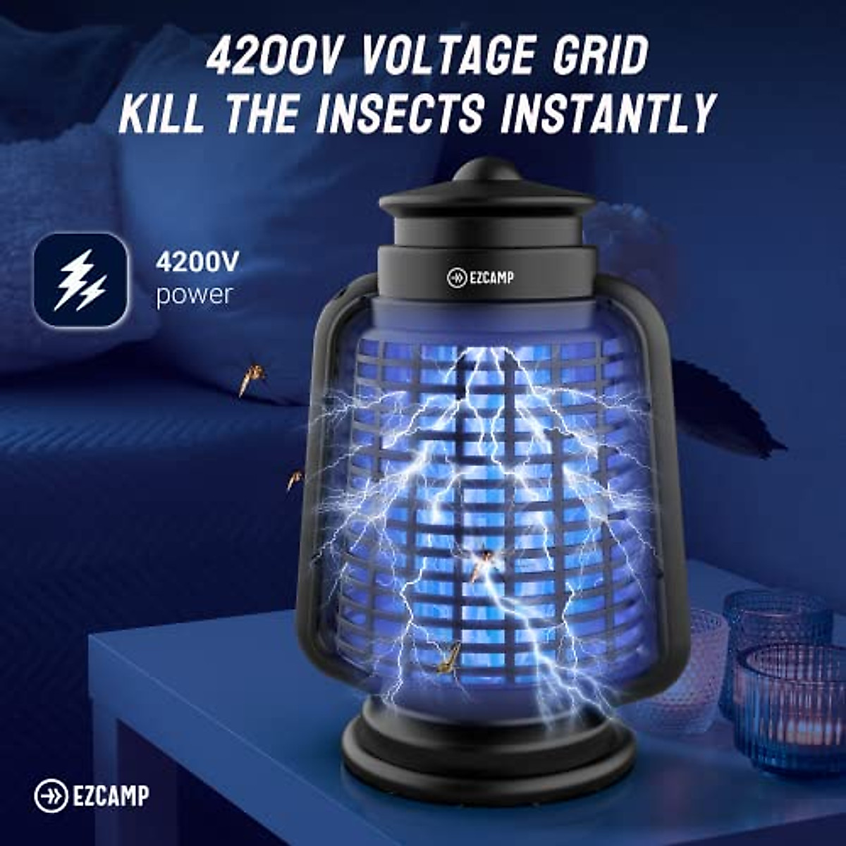 Bug Zapper Electric - Fly Zapper Mosquito Zapper Electronic Insect Killer - Waterproof Fly Trap Insect Killer for Indoor and Outdoor Home Backyard Camp Site Garden