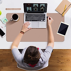 Boutilon Leather Desk Pad 30" x14",Non-Slip Mouse Pad,Office Desk Mat,Waterprooft PU Leather Desk Blotter,Desk Pad Protector,Desk Writing Pad for Home Office Decor (M-Champagne)